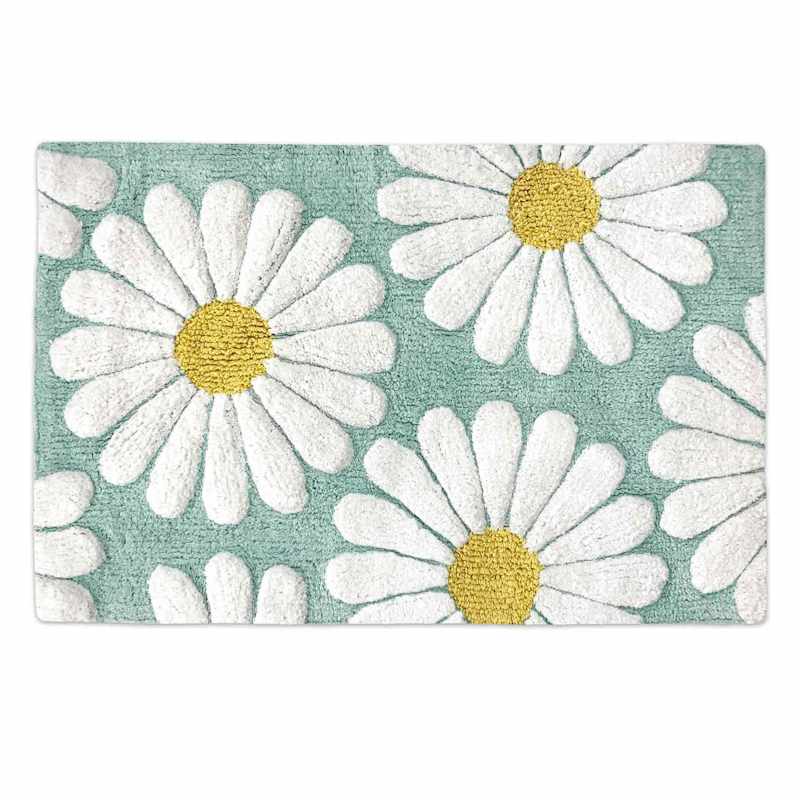 Turquoise Daisy Tufted Bath Rug, 20x30