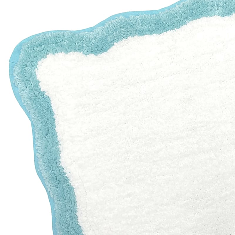 Tiny Dreamers Aqua Scalloped Border Bath Rug 17x24 | At Home