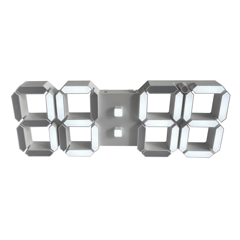 White LED Digital Wall Clock, 17x6