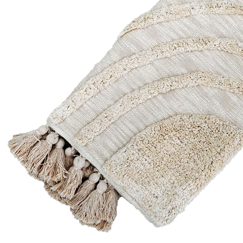 Neutral Rainbow Tufted Throw Blanket, 50x60