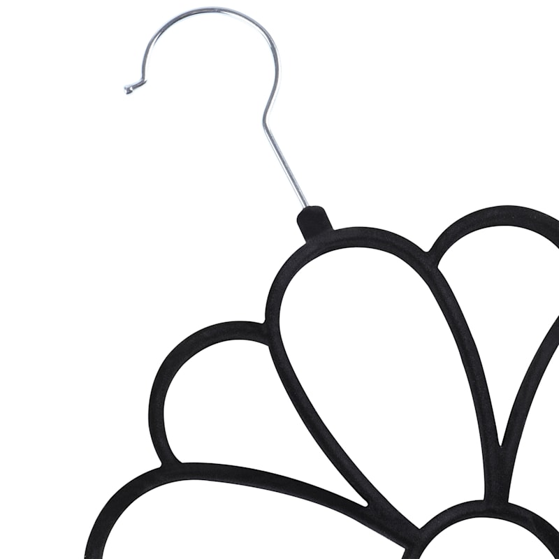 Flower Velvet Scarf Hanger, Black