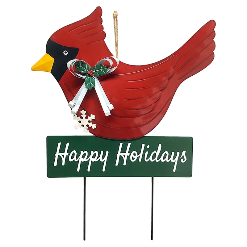 Homespun Holiday Red Cardinal Yard Stake 20" | Festive Outdoor Decor ...