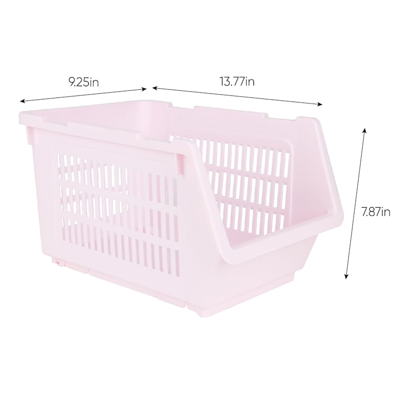 Light Pink Stackable Storage Basket, Small
