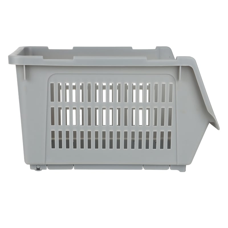 Small Grey Stackable Storage Basket | Home Organization | At Home