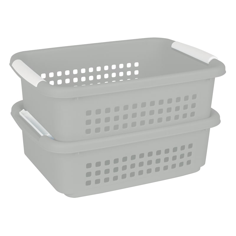 2-Pack Grey Stacked Nest Storage Basket, Medium