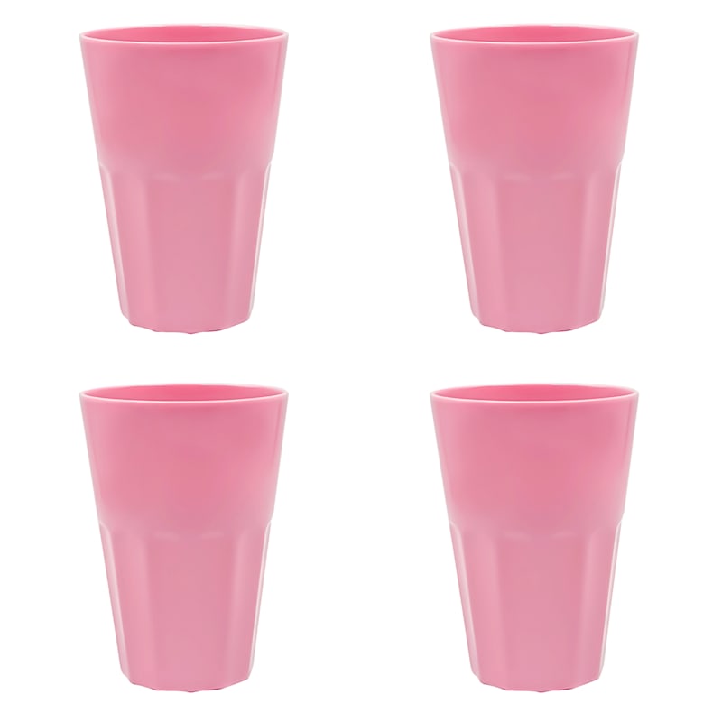 Set of 4 Solid Pink Melamine Tumblers, 13oz