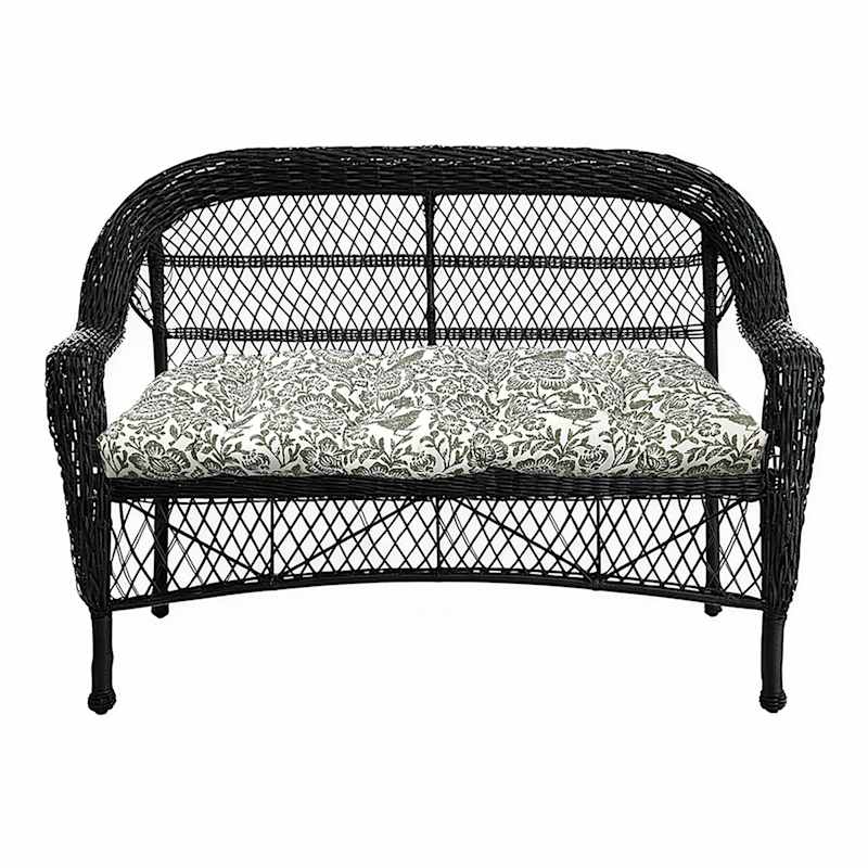 Honeybloom Endive Floral Outdoor Wicker Settee Cushion