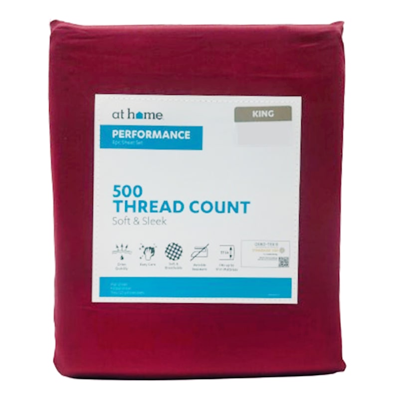 4-Piece Red 500 Thread Count Sheet Set, King