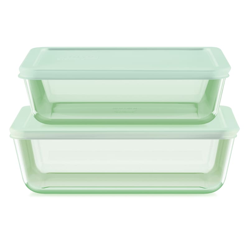 Pyrex 4-Piece Green Glass Rectangle Food Storage Value Pack