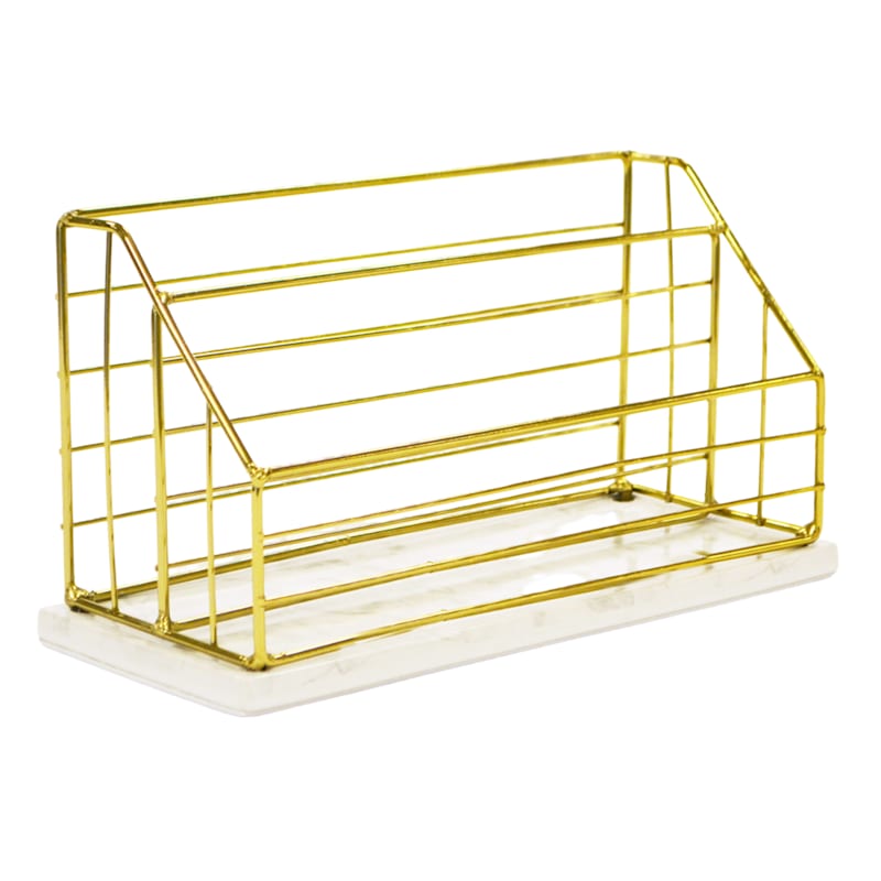 Marlon Harvest Gold Wire Ceramic Desk Organizer