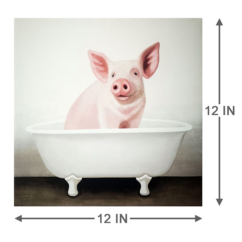 Bathtub Pig Canvas Wall Art, 12" | At Home