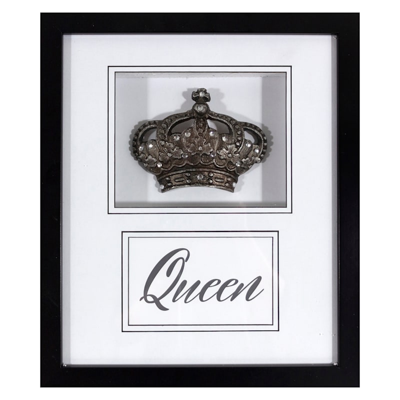 Glass Framed Queen Crown Print Wall Art, 10x12