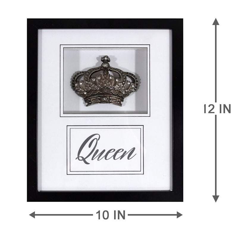 Glass Framed Queen Crown Print Wall Art, 10x12