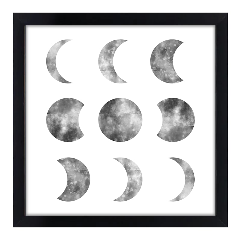 Glass Framed Printed Moon Phases Wall Art, 20"