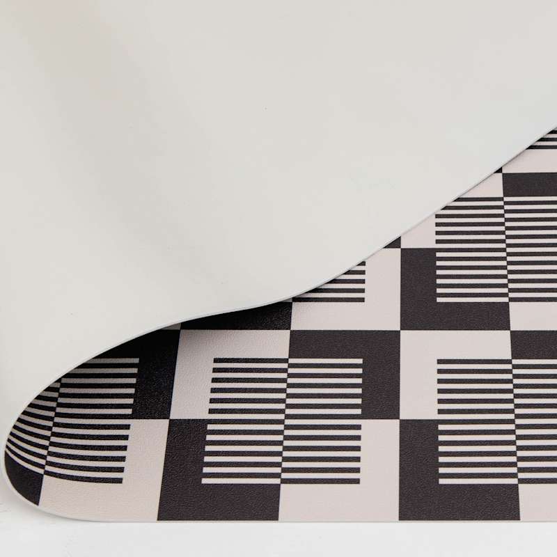 Black & Ivory Geo Vinyl Runner, 2x5