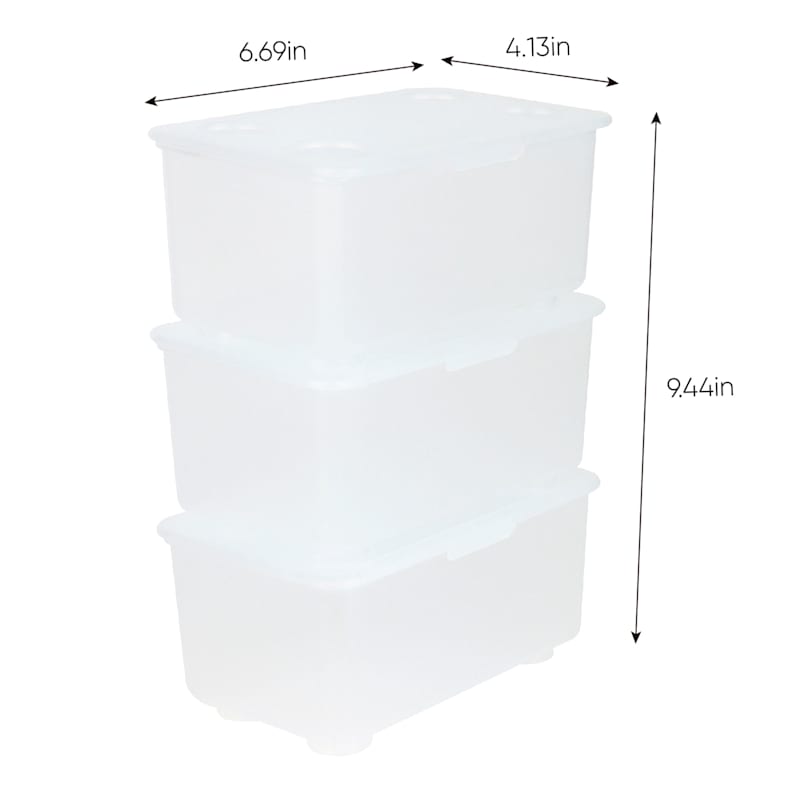 3-Pack Mini Stacking Storage Box, Clear
