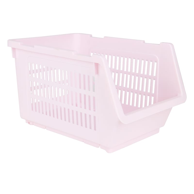 Light Pink Stackable Storage Basket, Small