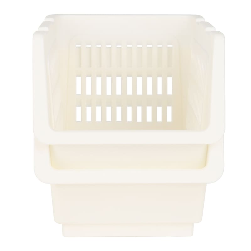 2-Pack White Stackable Storage Basket, Extra Small