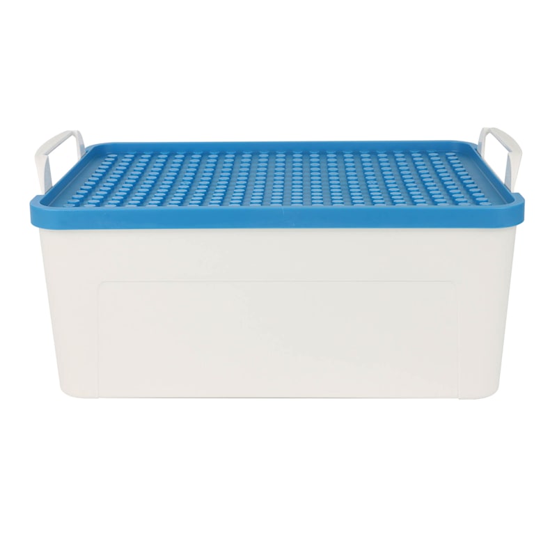 Kids Blue Top Classic Brick Storage Box, Large