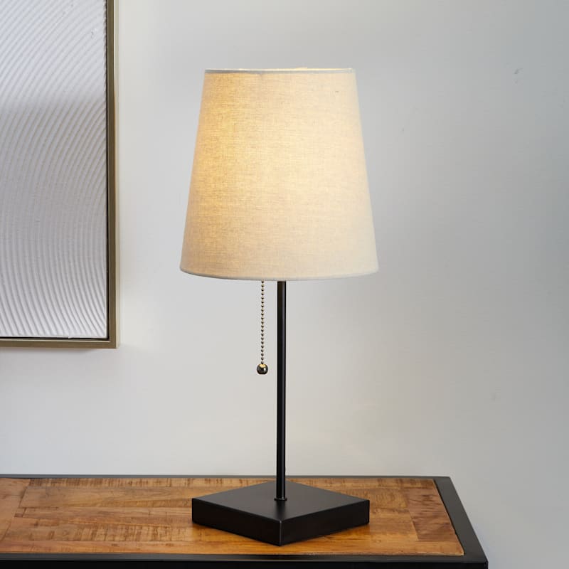 Black Stick Lamp with Shade, 18"