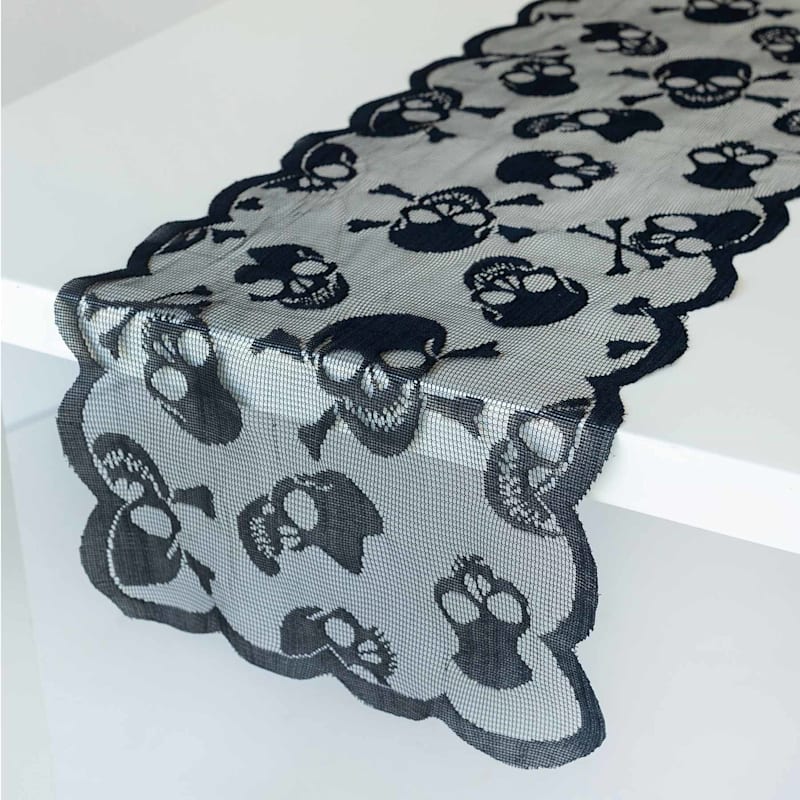 Southern Gothic Skull Lace Table Runner 72x13 | At Home