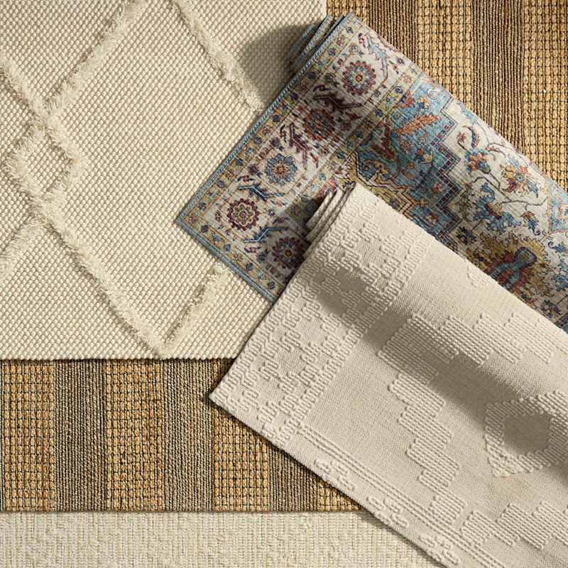 (B870) Found & Fable Aaron Brown & Natural Striped Jute Area Rug, 5x7