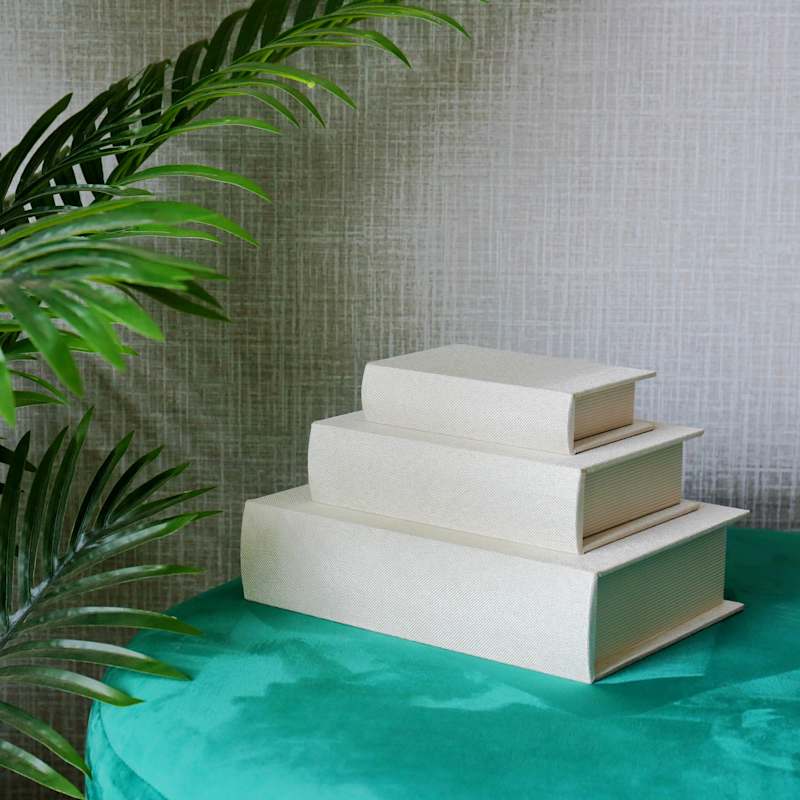 Cream Linen Book Box, 9"
