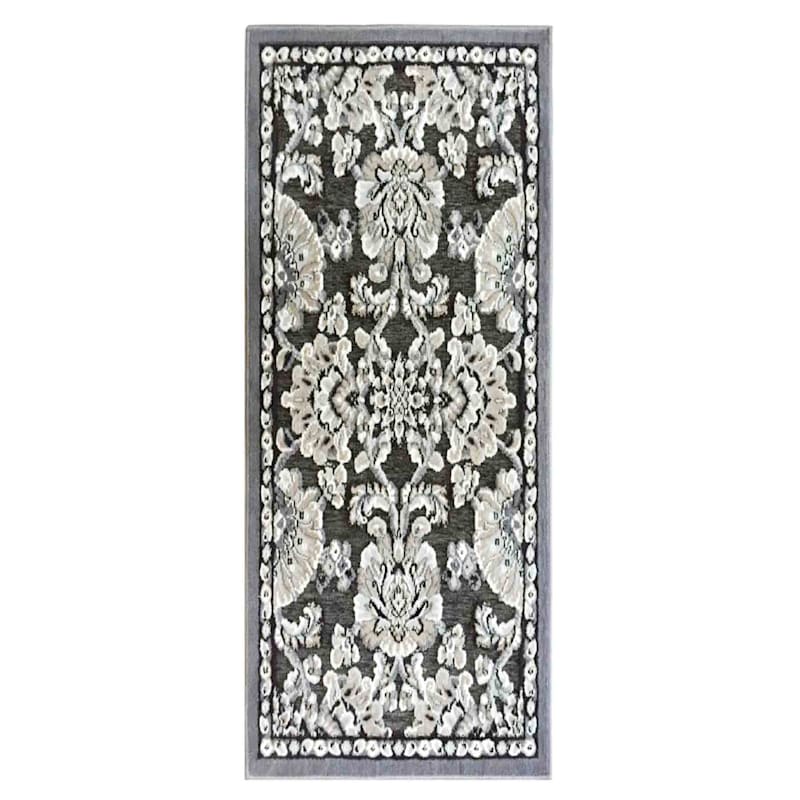 Arrington Grey & Taupe Traditional Floral Washable Runner 2x5 | At Home