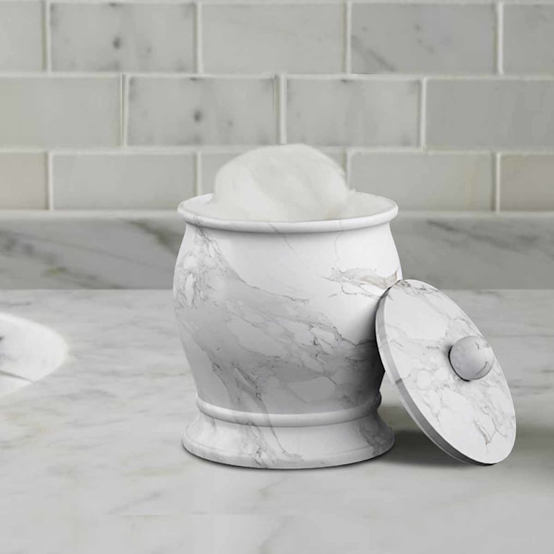 Providence Belle Grey & White Marbled Bath Container, 5"