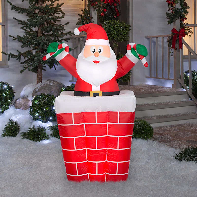 (IN25) Airblown Inflatable Animated Pop-Up Santa in Chimney 5 ...