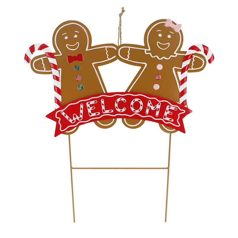 Gingerbread Lane Welcome Gingerbread Men Metal Yard Stake 24" | Outdoor ...