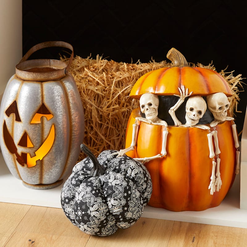 Skeleton Trio in Pumpkin | At Home