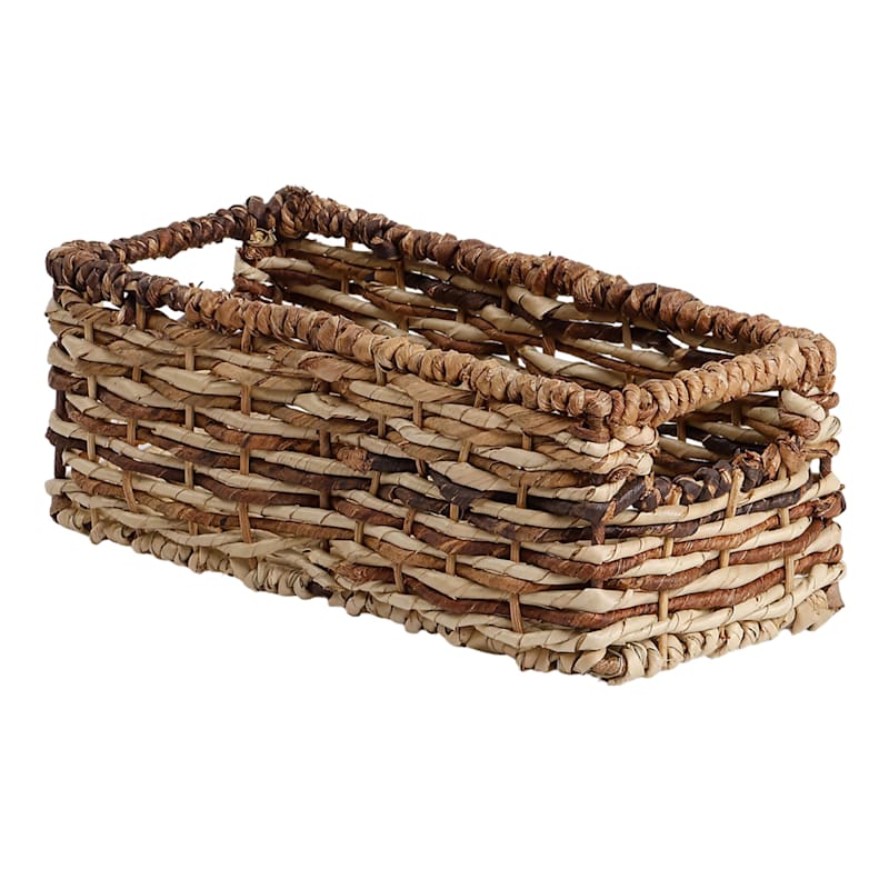 Bacburi Woven Abaca Rectangle Shelf Storage Tote, Small