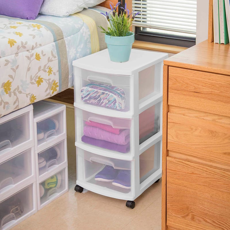 Sterilite 3 Drawer Storage Cart White