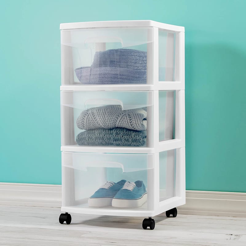 Sterilite 3 Drawer Storage Cart White