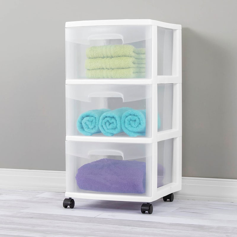 Sterilite 3 Drawer Storage Cart White