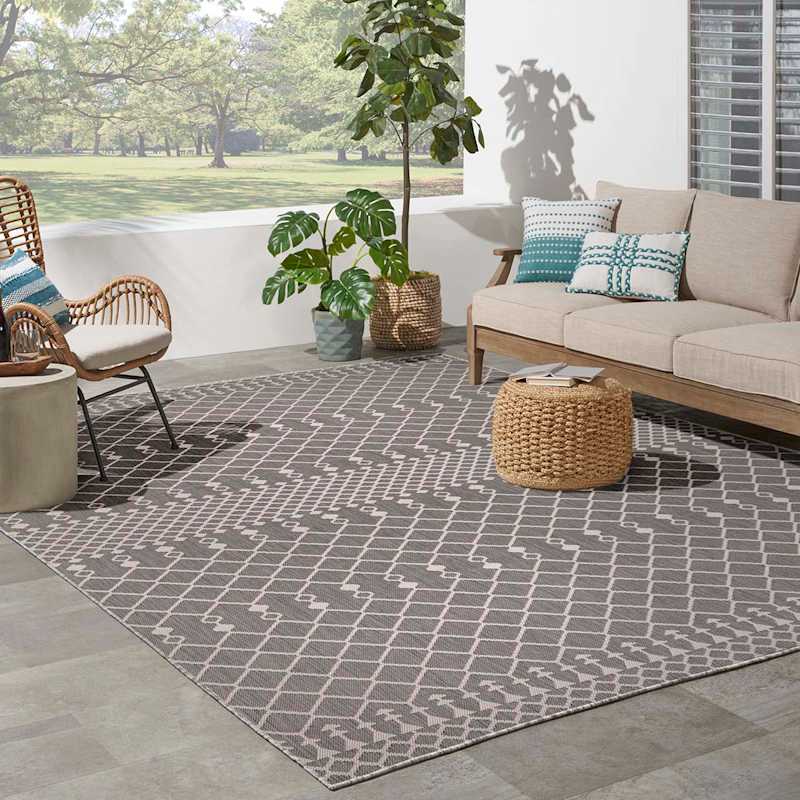 Charcoal Moroccan Outdoor Area Rug, 5X7 | At Home