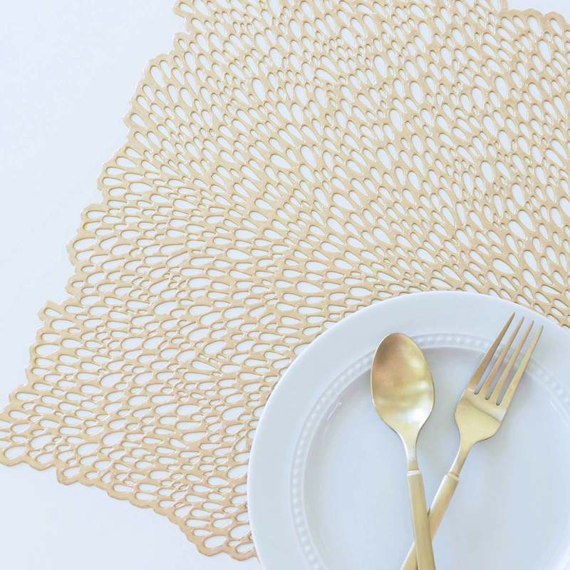 Gold Bloom Pressed Vinyl Centerpiece Table Runner, 14.3x36.6