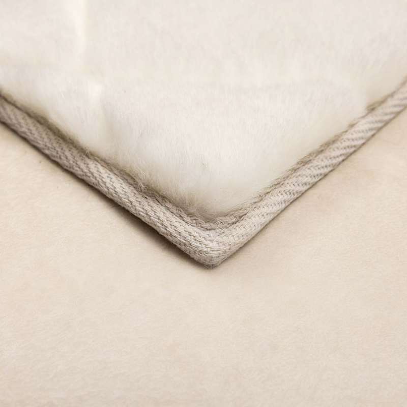 (C210) Ivory Faux Rabbit Fur Area Rug, 8x10