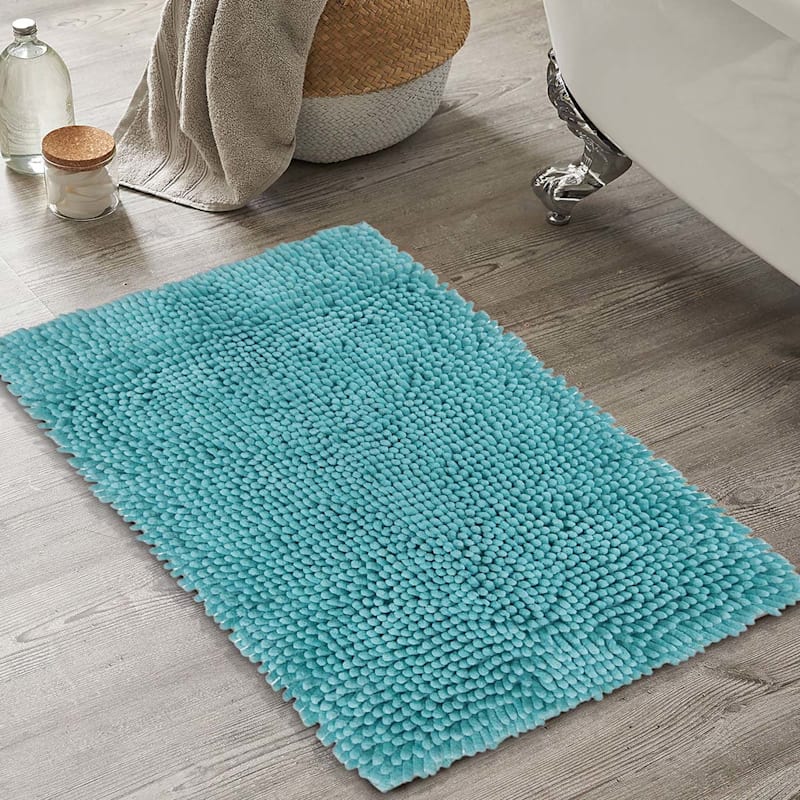 Tiny Dreamers Dinoskater Blue Noodle Bath Rug, 17x24