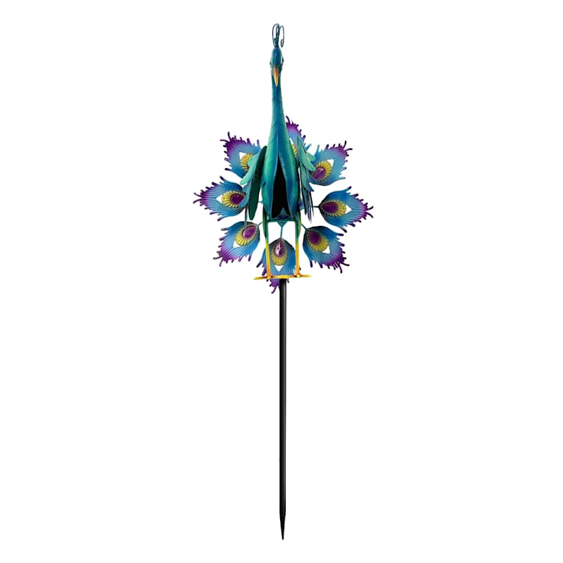 Blue Metal Peacock Yard Stake, 30"