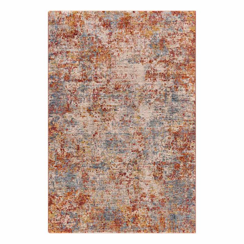 (A522) Mirabel Scarlet Abstract Area Rug, 5x7