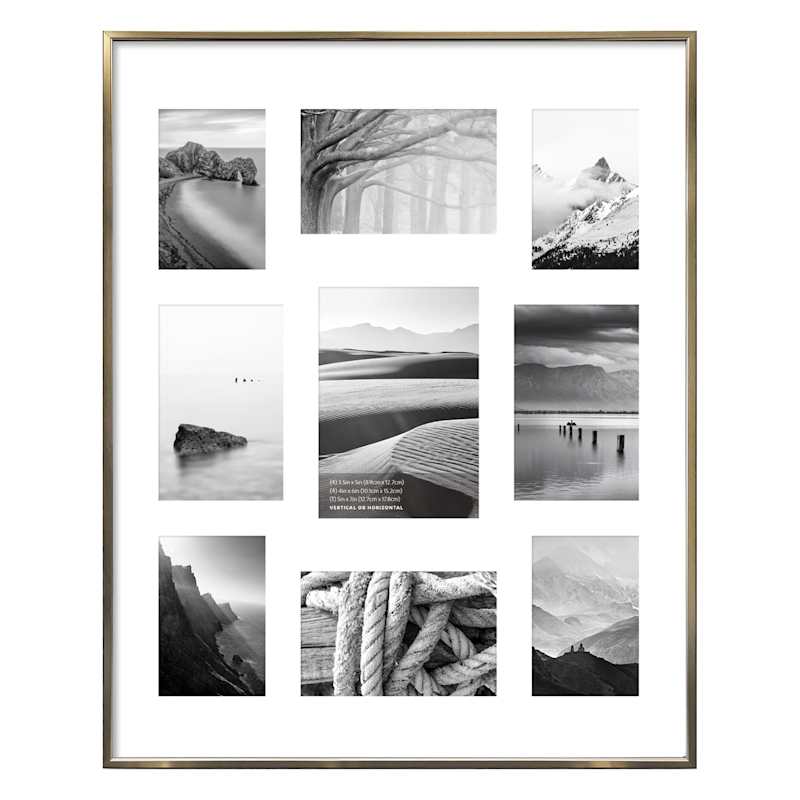 9-Opening Walnut Thin Collage Picture Frame, 16x20