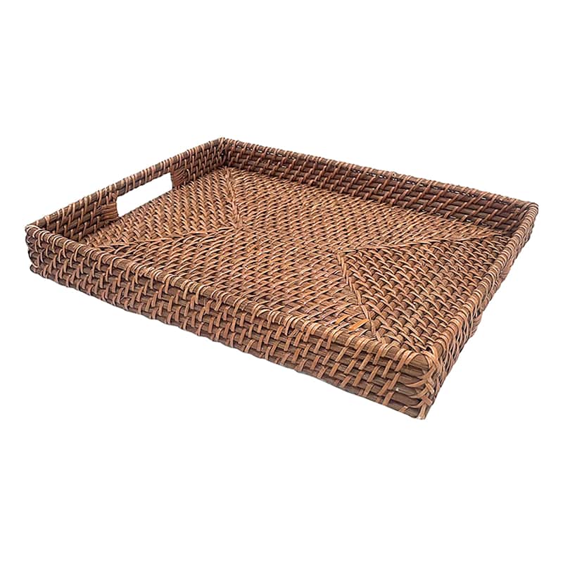 Brown Rectangle Rattan Tray, 17x12