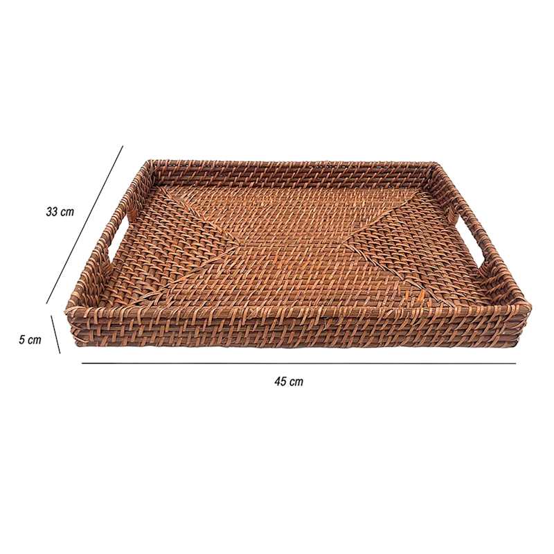 Brown Rectangle Rattan Tray, 17x12