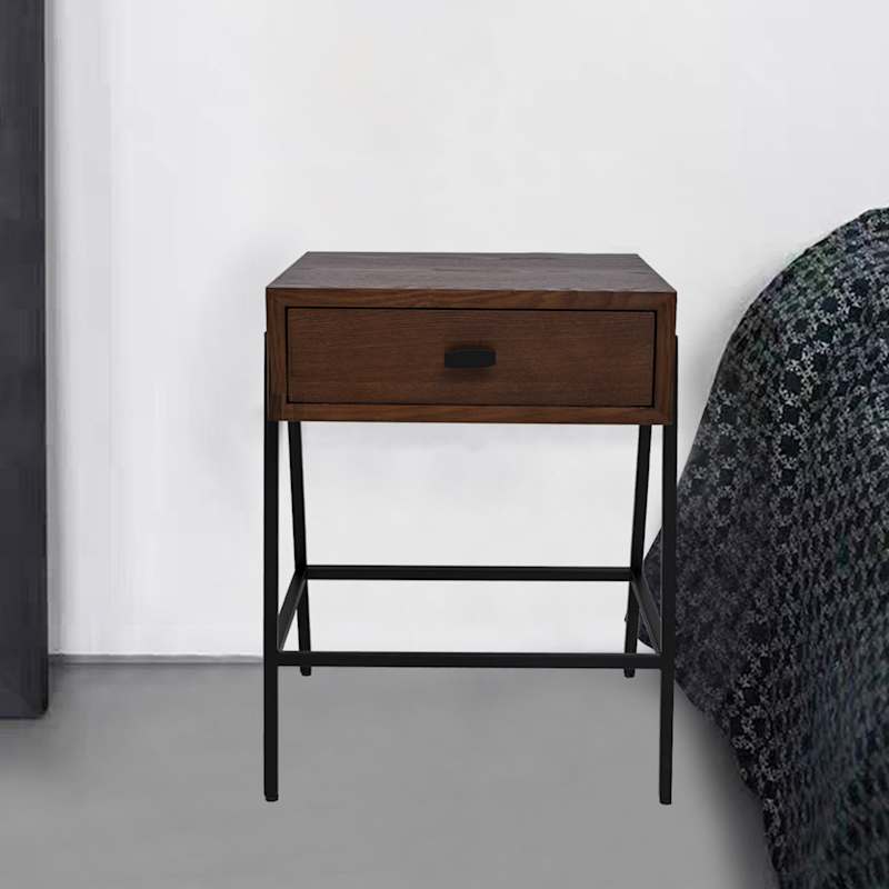 Harmon Wood & Metal Accent Table, Walnut Finish