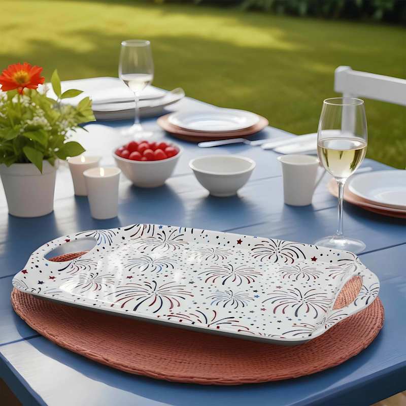 Patriotic Melamine Firework Serving Tray