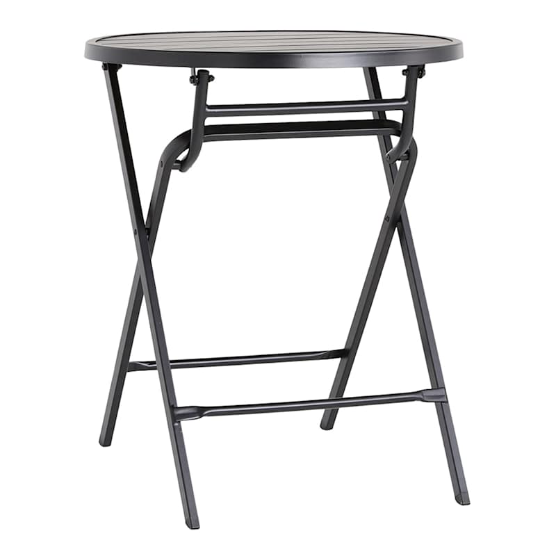 Crosby St. Slat Metal Folding Table, Black | At Home