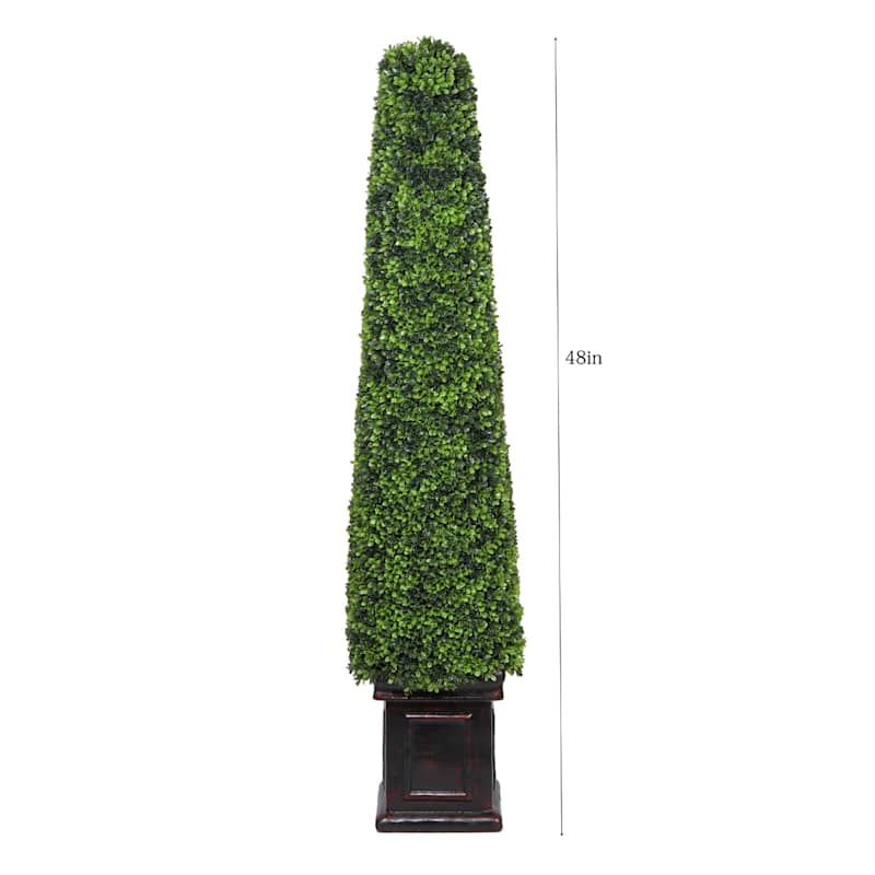 Pyramid Boxwood Topiary Tree, 48"