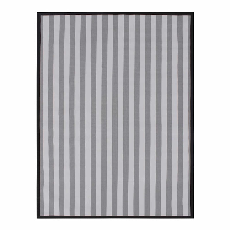 Black & White Textilene Striped Outdoor Area Rug, 5X7 | At Home